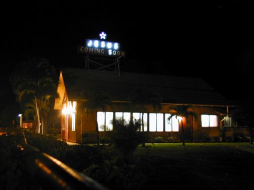 'Jesus Coming Soon' neon sign, Lahaina, Hawaii