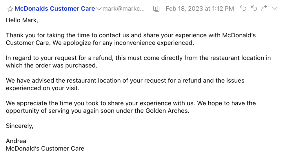 McDonald's mobile app misery